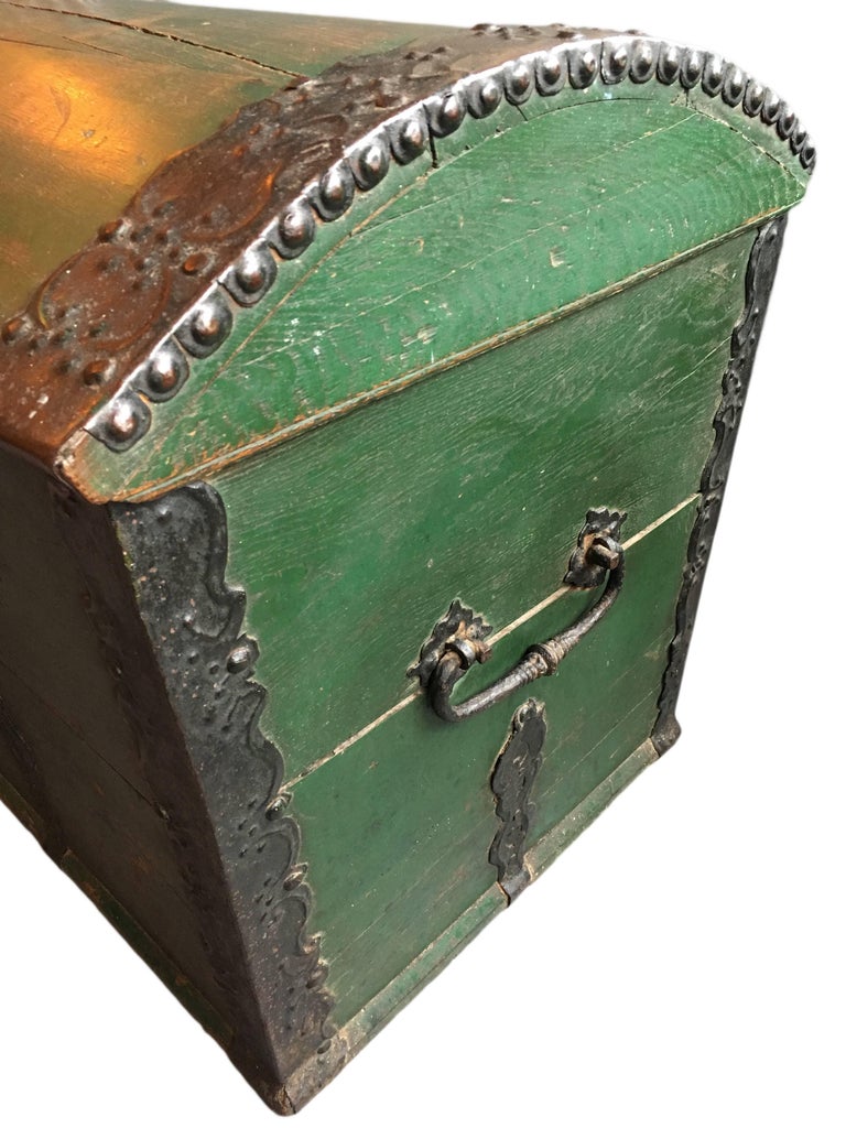 Antique Scandinavian Oak Trunk, 1828 at 1stDibs