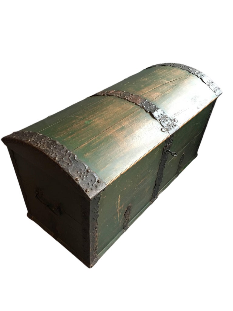 Antique Scandinavian Oak Trunk, 1828 at 1stDibs