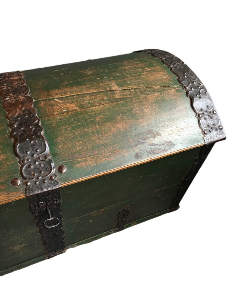 Antique Scandinavian Oak Trunk, 1828 at 1stDibs