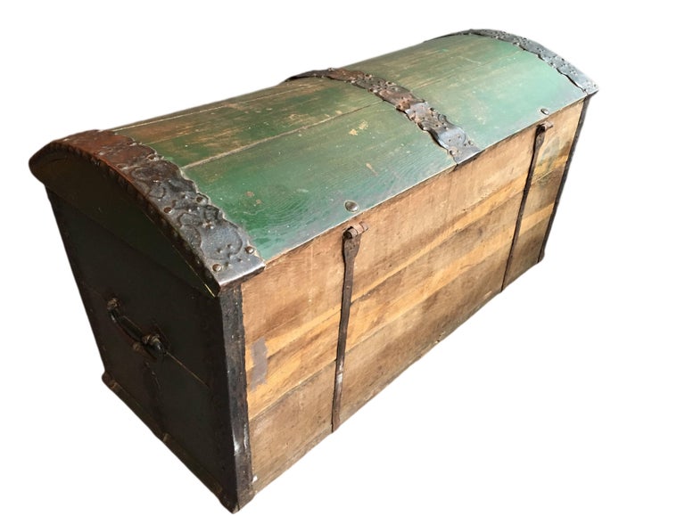 Antique Scandinavian Oak Trunk, 1828 at 1stDibs
