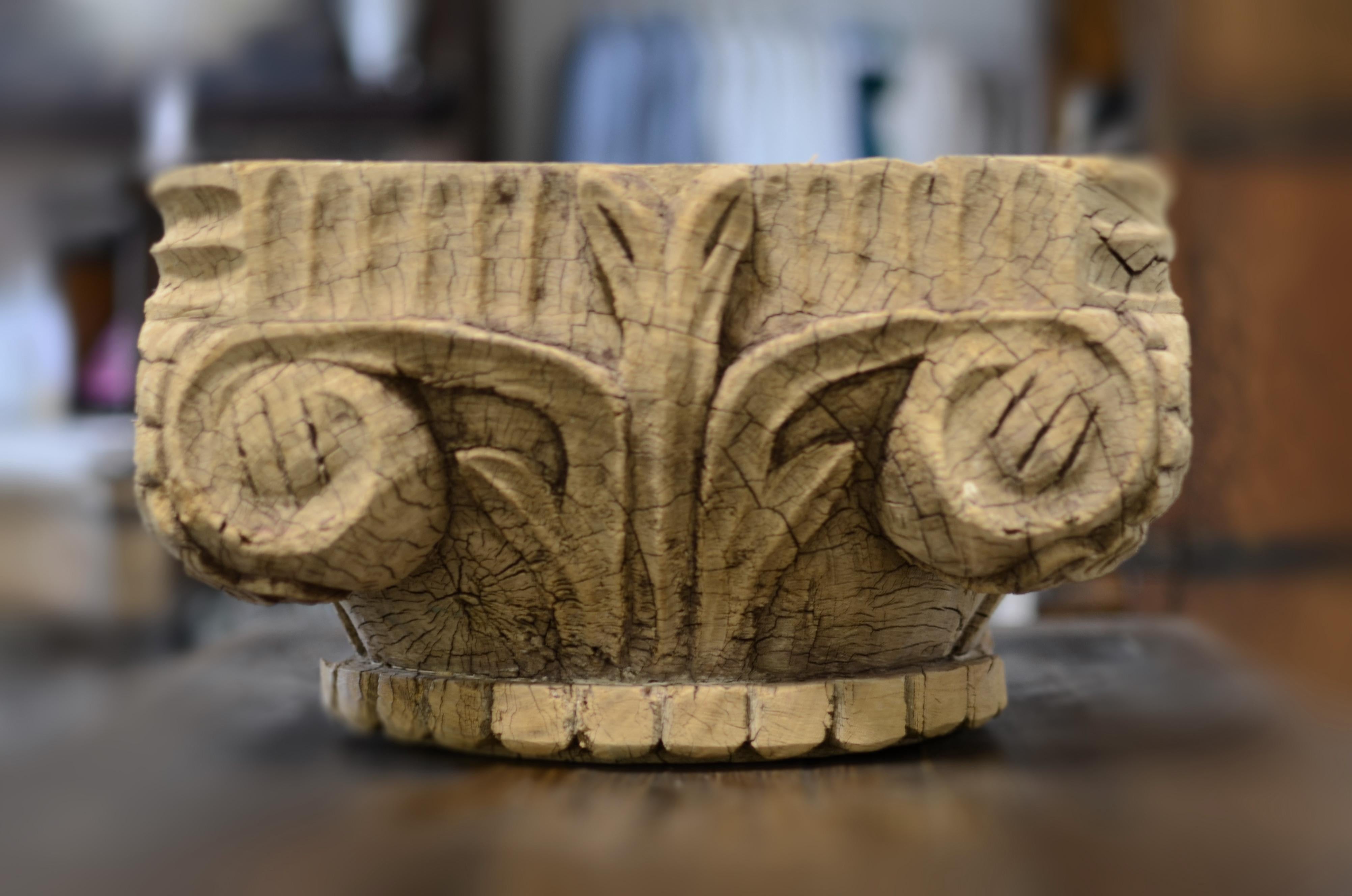 Antique Scandinavian salvaged wooden architectural column capital For ...