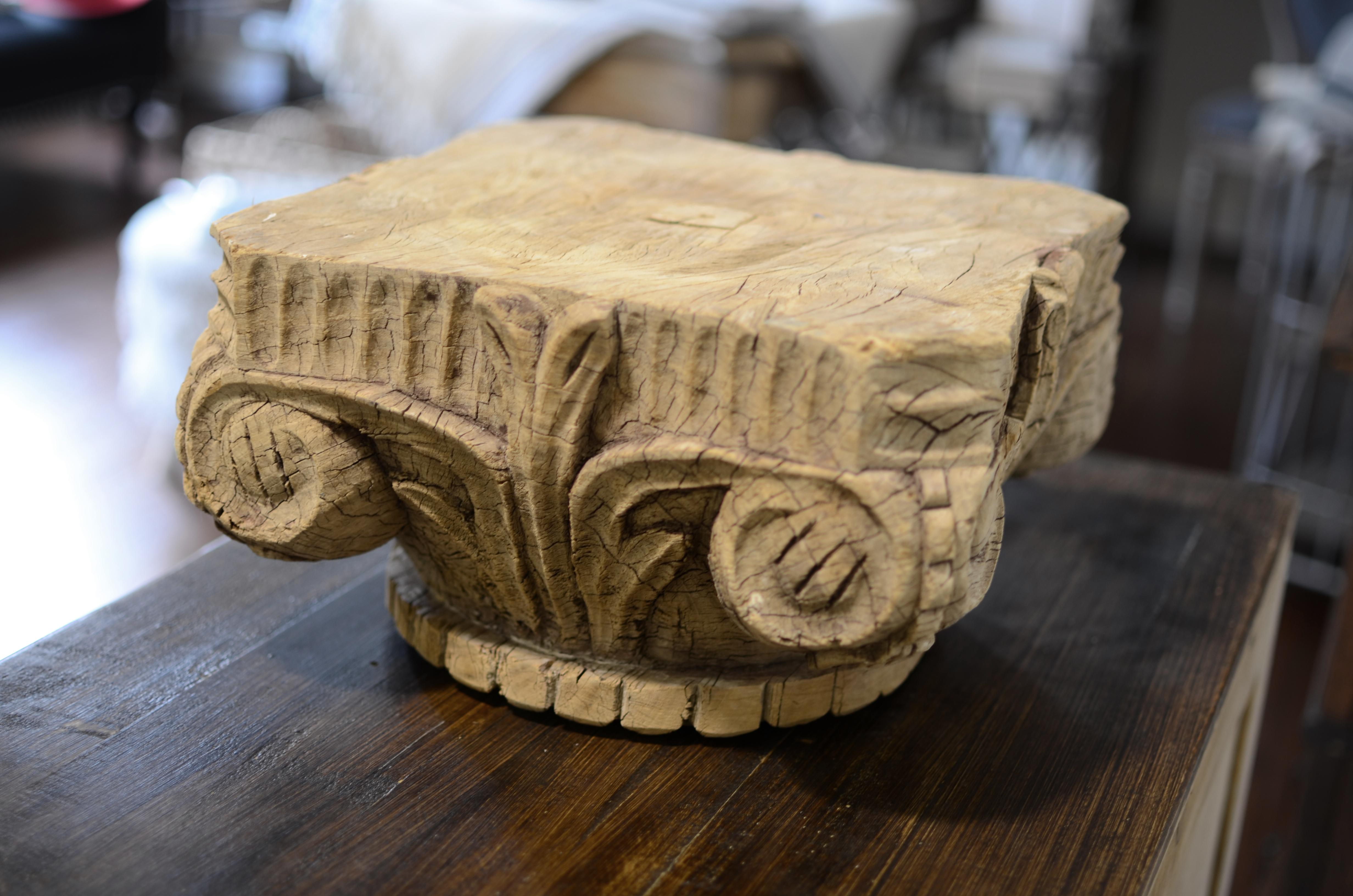 Antique Scandinavian salvaged wooden architectural column capital For ...