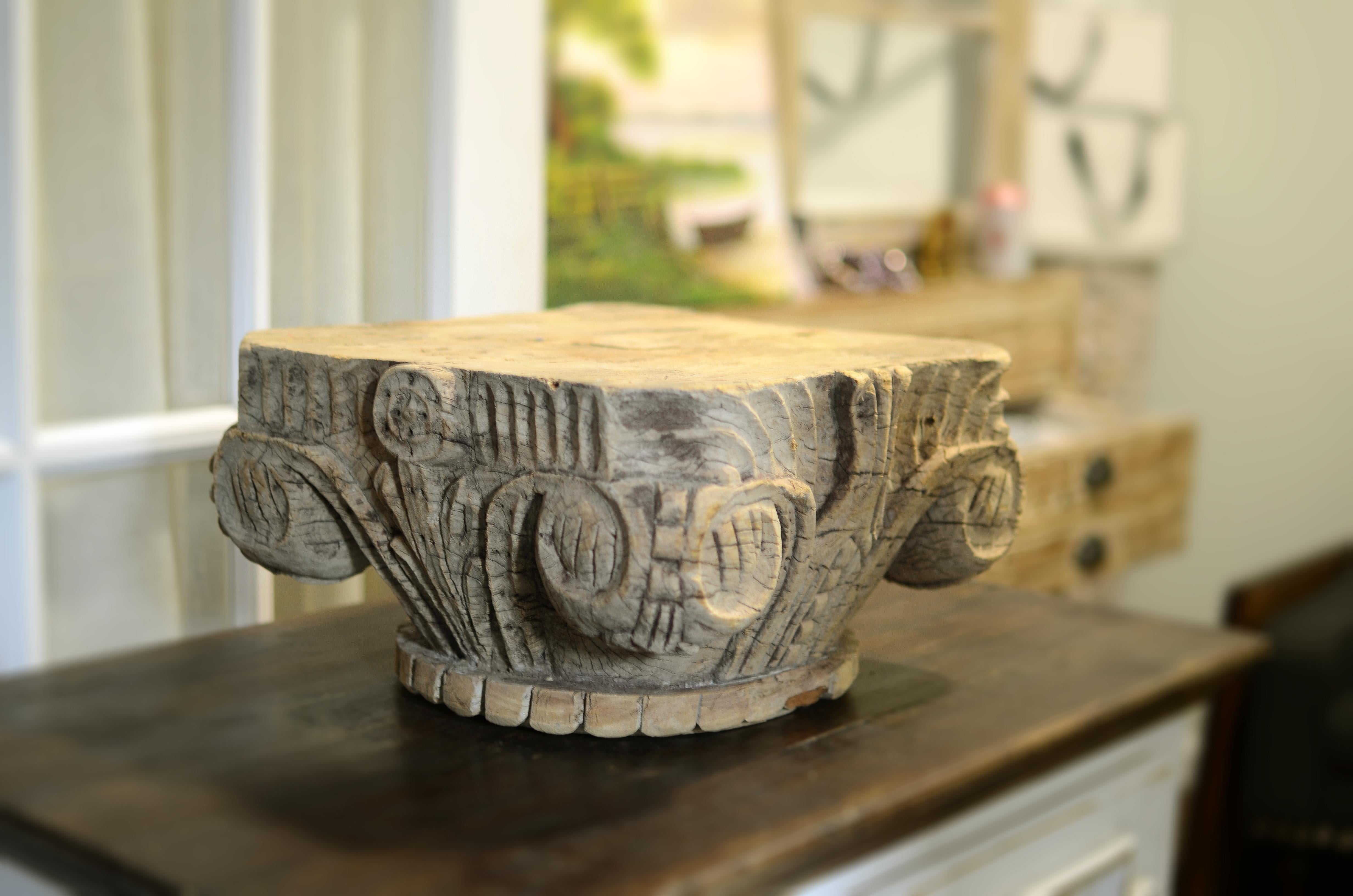 Antique Scandinavian salvaged wooden architectural column capital For ...