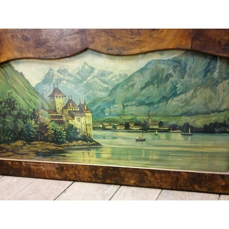 Antique Scenary Painting with Wooden Frame For Sale at 1stDibs