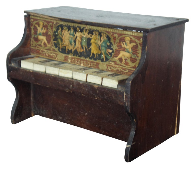 Antique Schoenhut 7 Key Upright Toy Piano Neoclassical Lithograph ...
