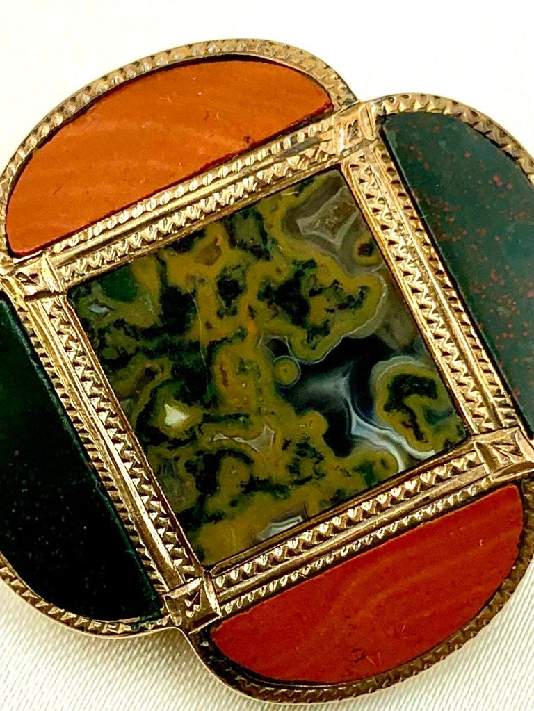 Antique Scottish Gold, Agate, Red Jasper, Bloodstone Four Leaf Clover ...