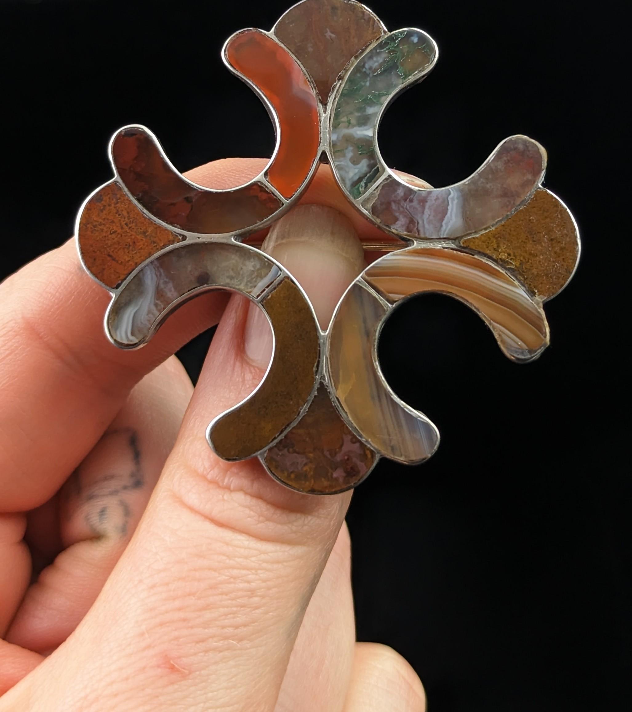 Antique Scottish Pebble Agate Celtic Cross Brooch, Victorian at 1stDibs ...
