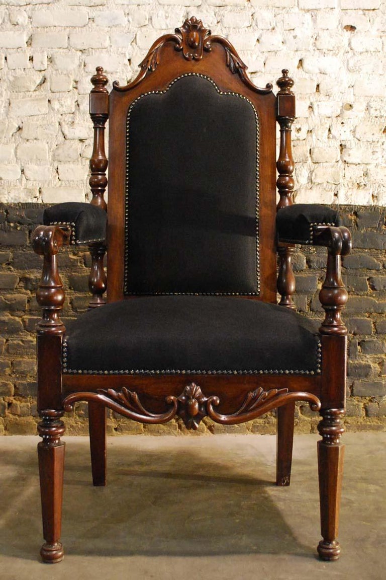 Antique Scottish Regency Hand Carved Mahogany New Upholstered Armchair ...