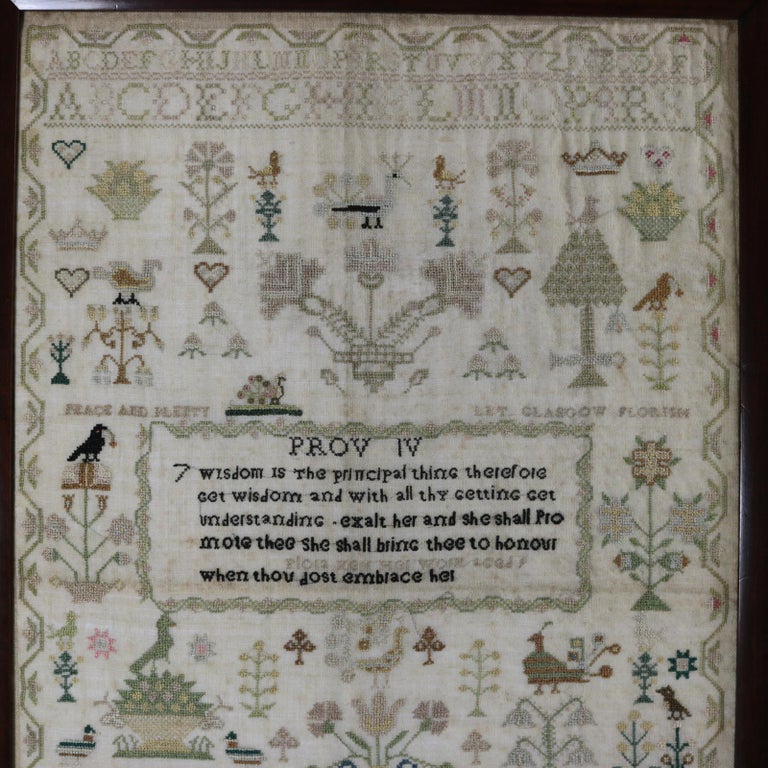 Antique Scottish Sampler, 1808, by Flora Kerr, Glasgow at 1stDibs