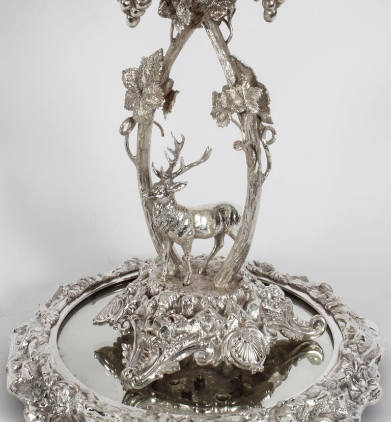 Antique Scottish Silver Plate Cut Glass Comport Stag Centrepiece, 19th ...