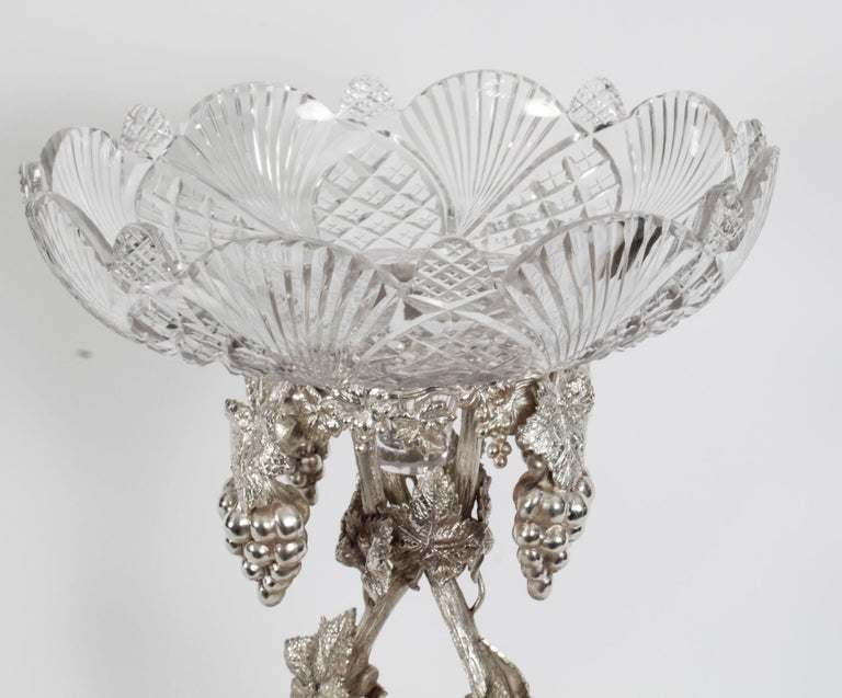 Antique Scottish Silver Plate Cut Glass Comport Stag Centrepiece, 19th ...