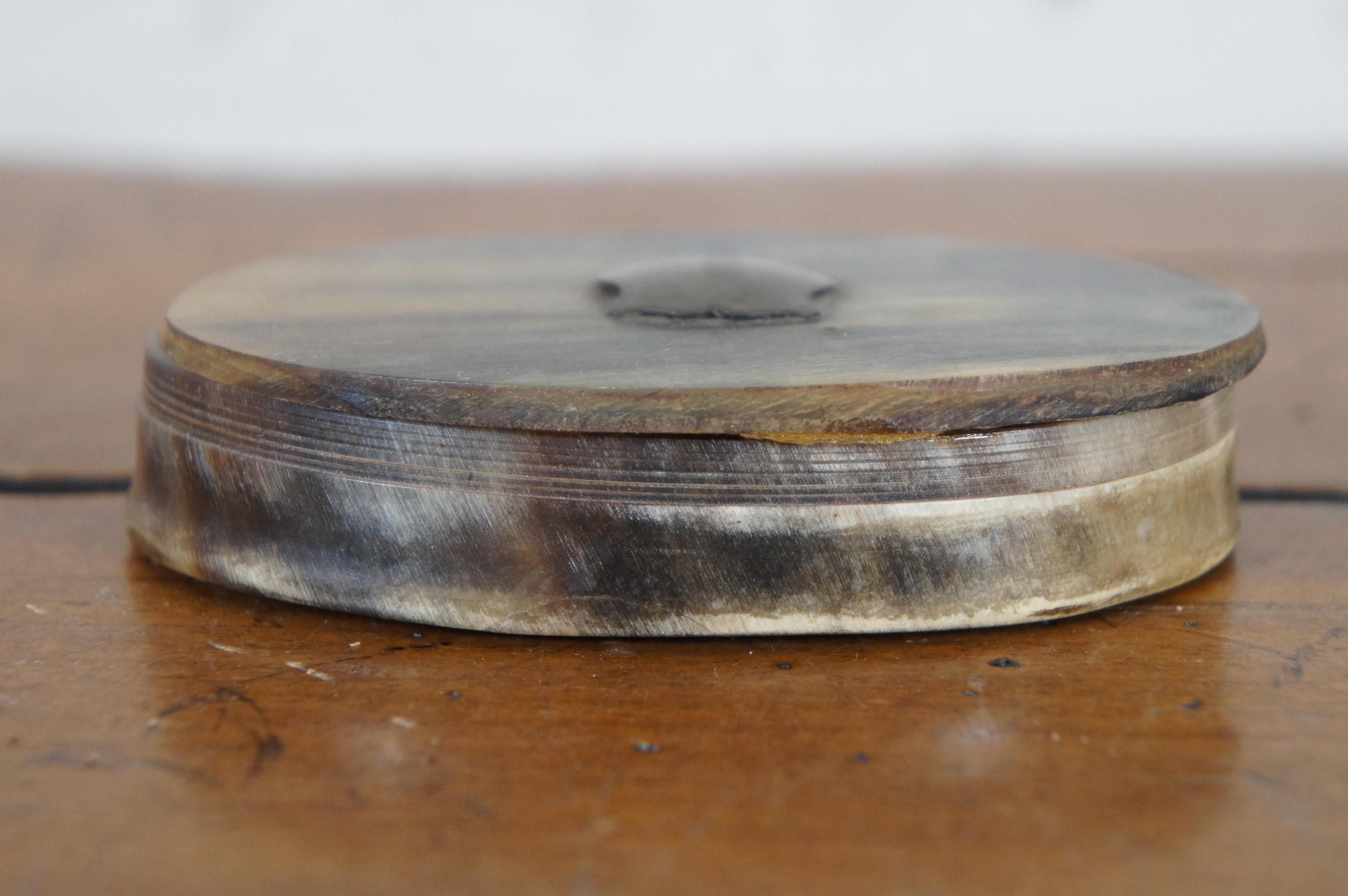 Antique Scottish William Dunningham WD and Co Sterling Horn Snuff Box ...