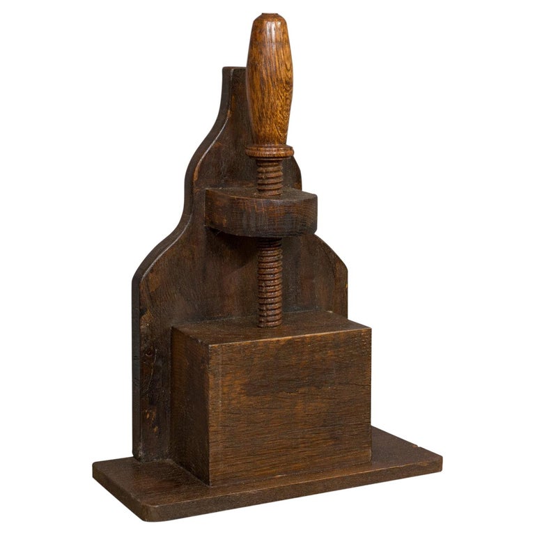 Antique Screw Press, English, Oak, Nutcracker, Bookbinder, Kitchen ...