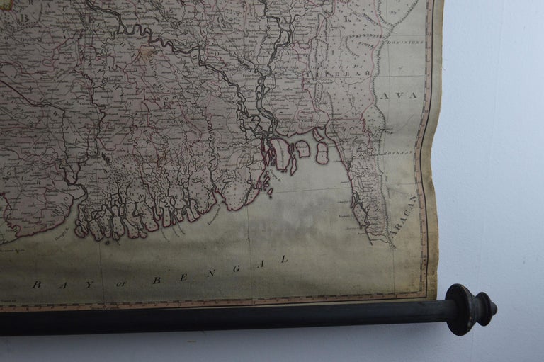 Antique Scroll Map of India by James Rennell, Dated 1786 at 1stDibs