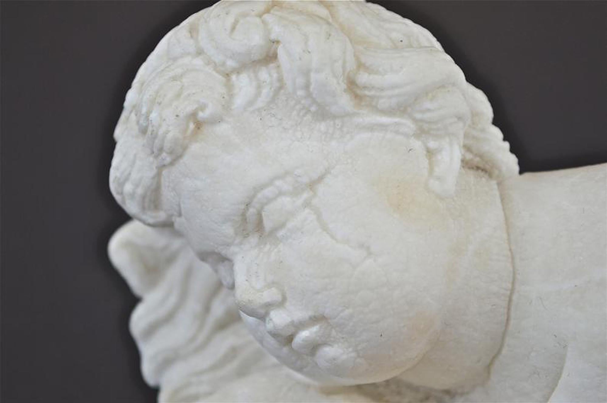 Antique Sculpture of a Sleeping Cherub For Sale at 1stDibs