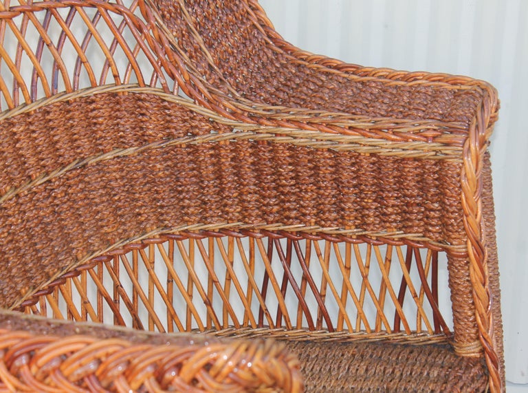 Antique Sea Grass and Wicker Rocker at 1stDibs