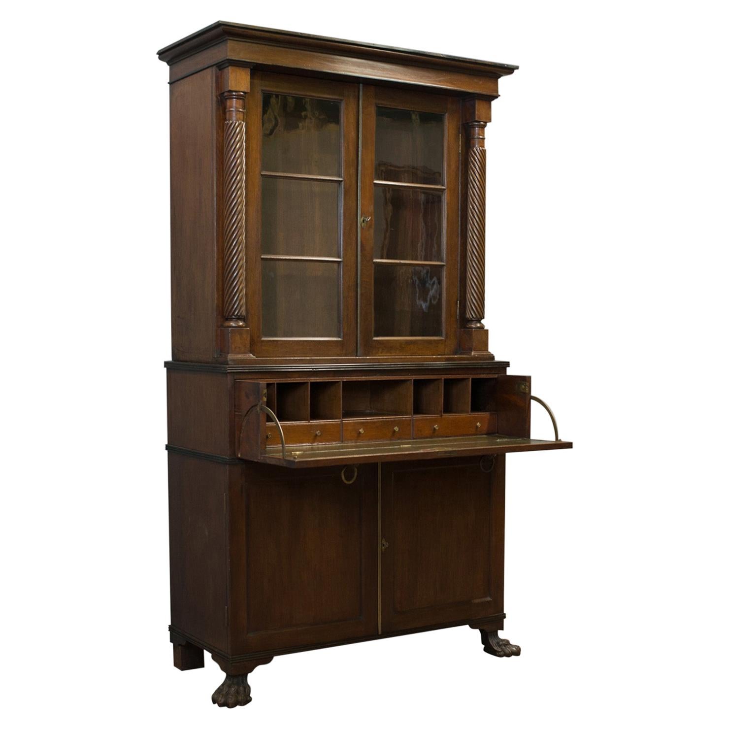 Antique Secretaire Bookcase, Scottish, Mahogany, Cabinet, Victorian ...