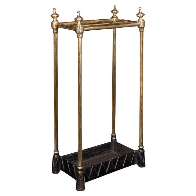 Antique Segmented Stick Stand, English, Brass, Hallway, Umbrella Rack ...