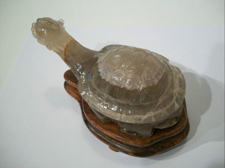 Antique Semi Translucent Jadeite Turtle Box and Stand, China, Early ...