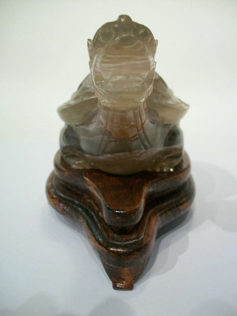 Antique Semi Translucent Jadeite Turtle Box and Stand, China, Early ...