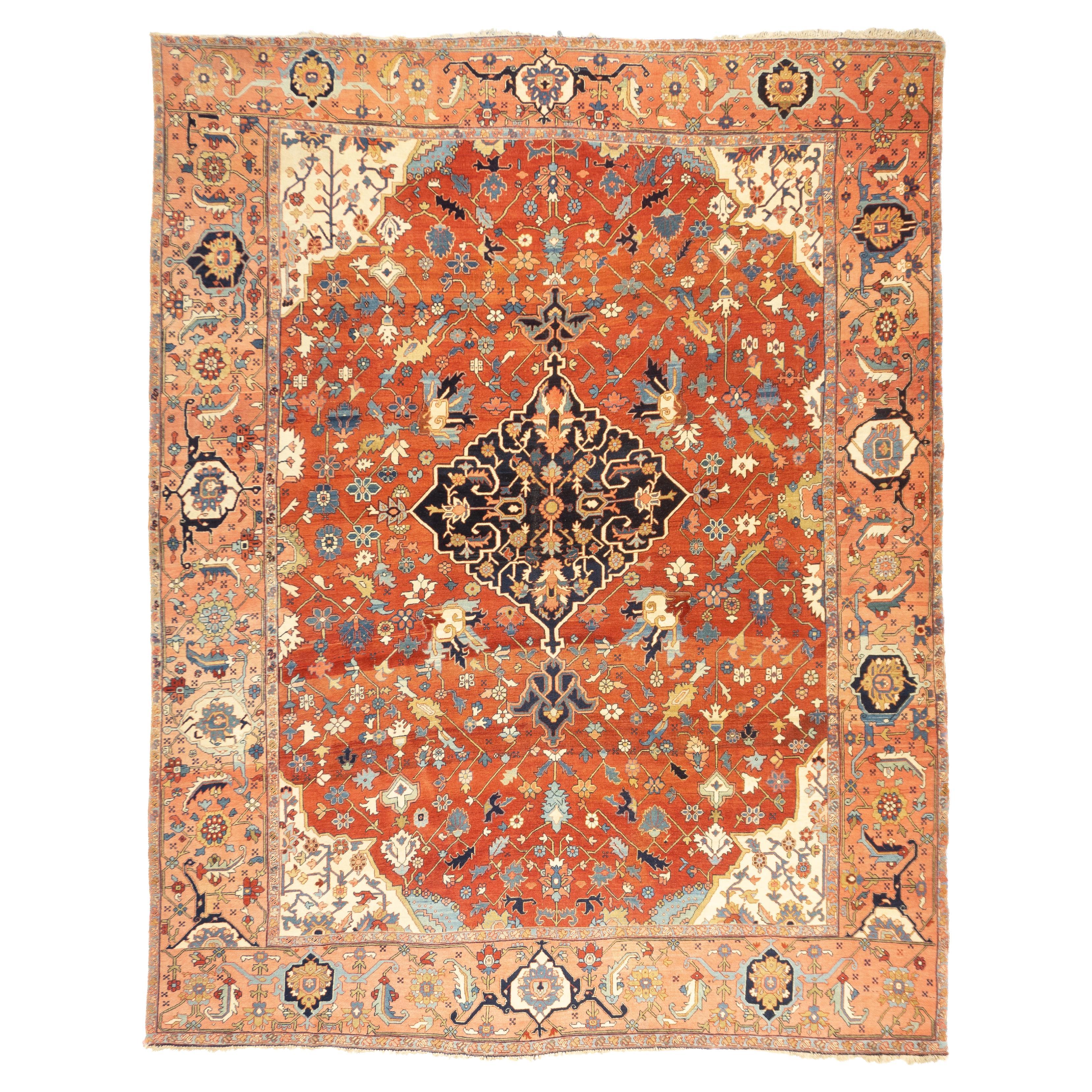 Antique Serapi Rug 9'4'' x 11'5'' For Sale at 1stDibs