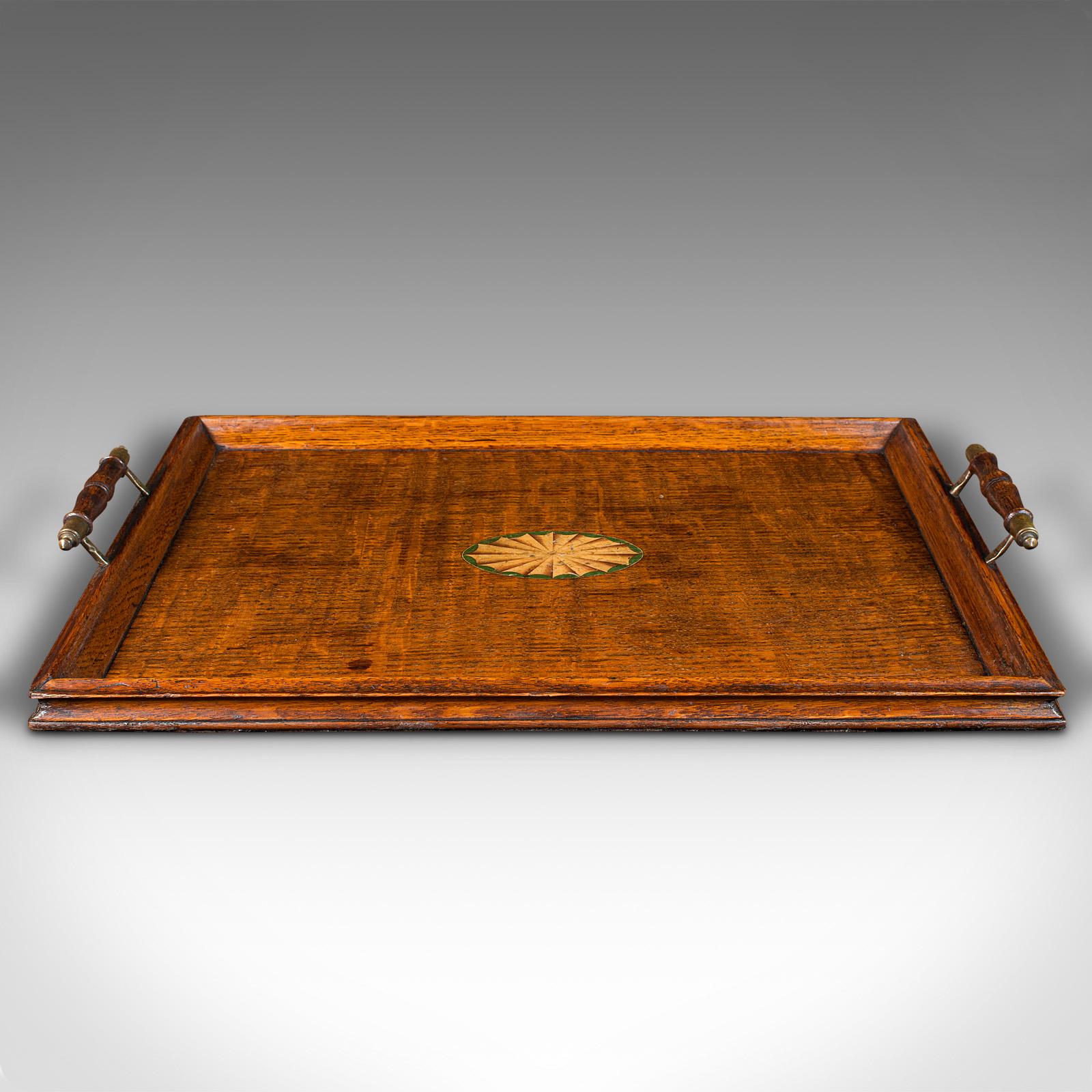 Antique Serving Tray, English, Oak, Brass, Afternoon Tea, Edwardian ...