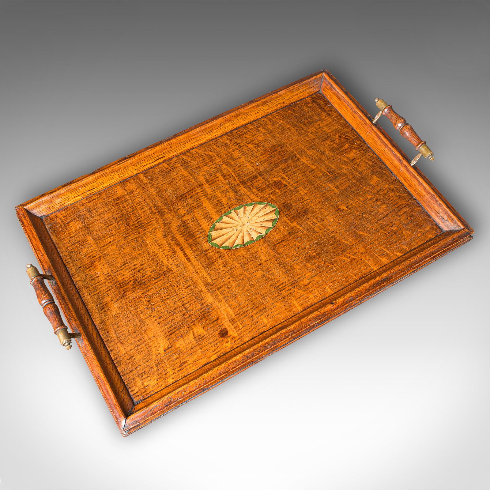 Antique Serving Tray, English, Oak, Brass, Afternoon Tea, Edwardian ...