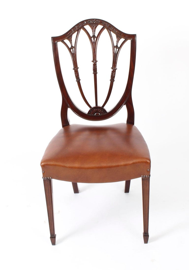 Antique Set of 10 English Hepplewhite Shield Back Dining Chairs 19th ...