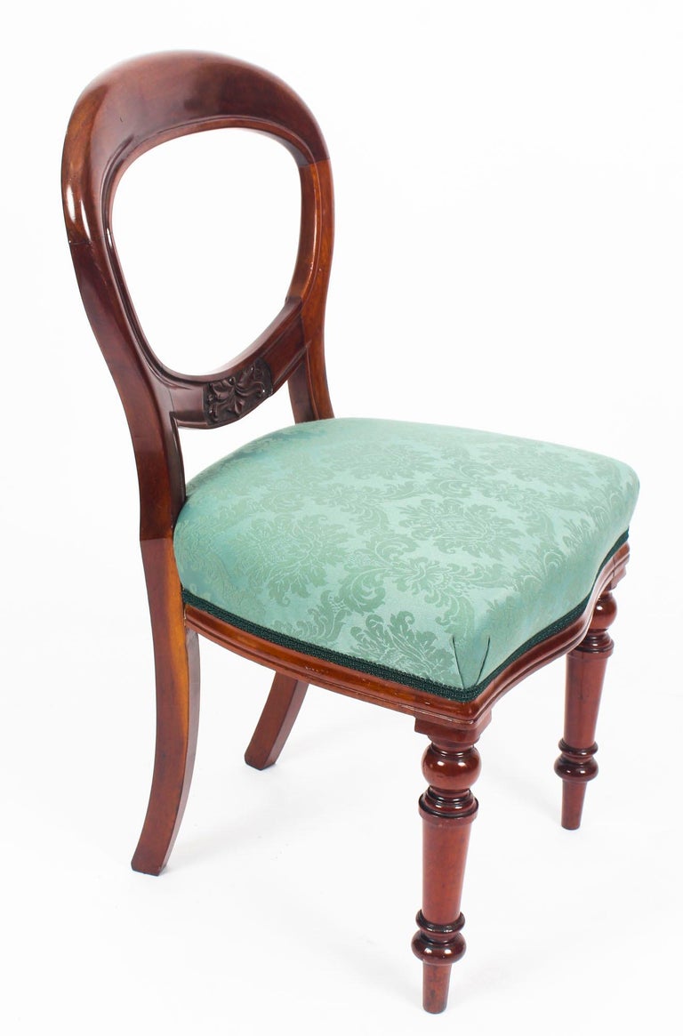Antique Set 14 Victorian Mahogany Balloon Back Dining Chairs, 19th ...