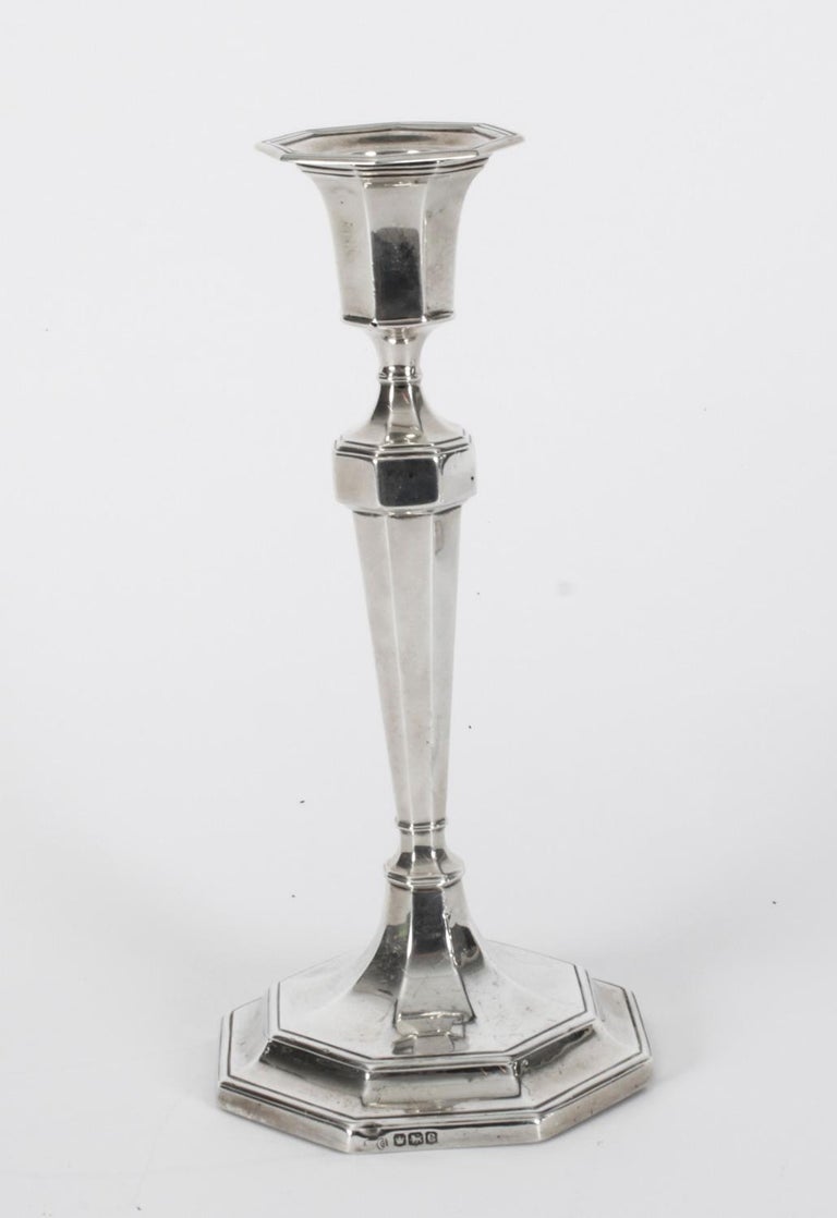 Antique Set 4 Sterling Silver Candlesticks by Hawkesworth Eyre and Co ...