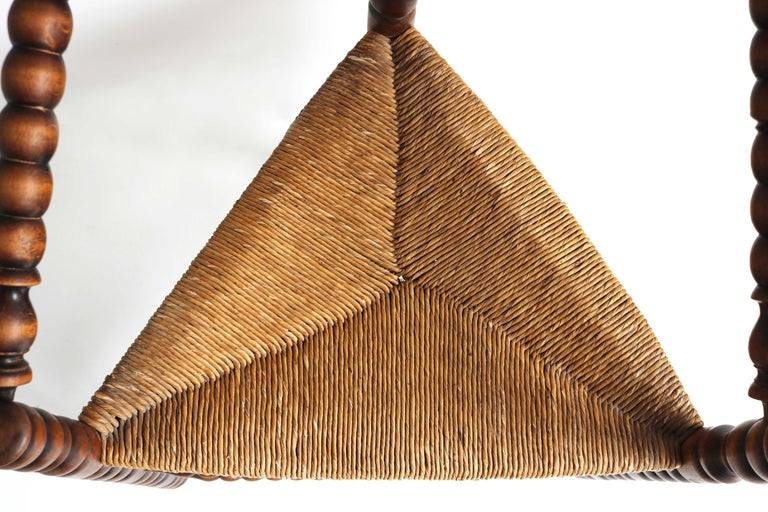 Antique Set, Dutch Triangular Rush Seat Bobbin Corner Chair with Side ...