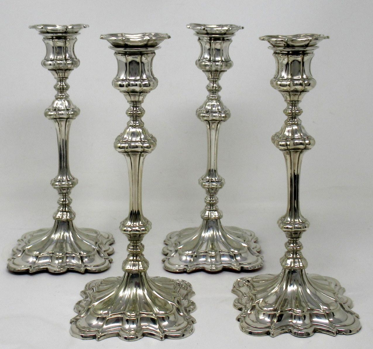 Antique Set Four 4 English Sterling Silverplated Candlesticks Elkington ...