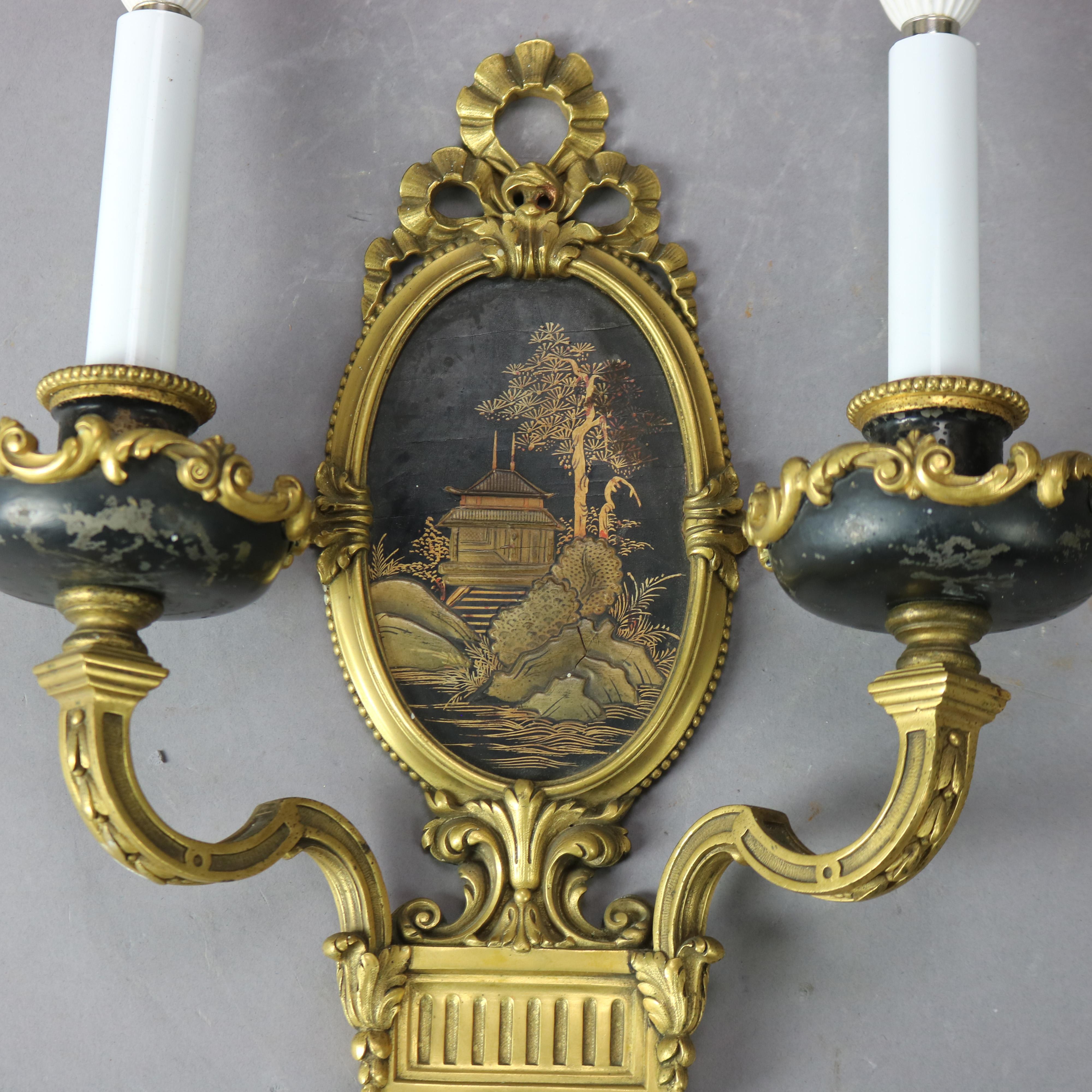 Antique Set Four Gilt Bronze Chinoiserie Wall Sconces, circa 1920 at ...