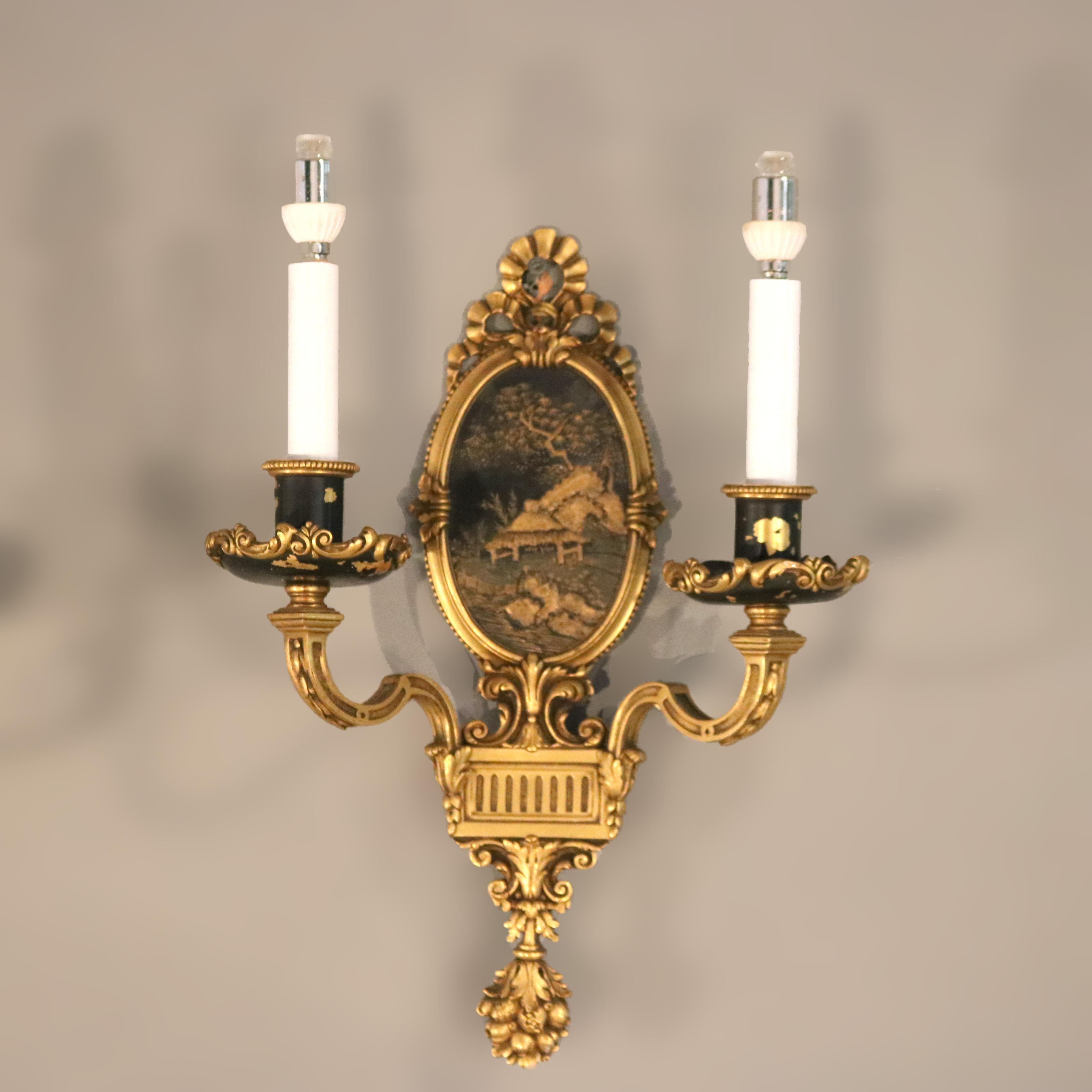 Antique Set Four Gilt Bronze Chinoiserie Wall Sconces, circa 1920 at ...