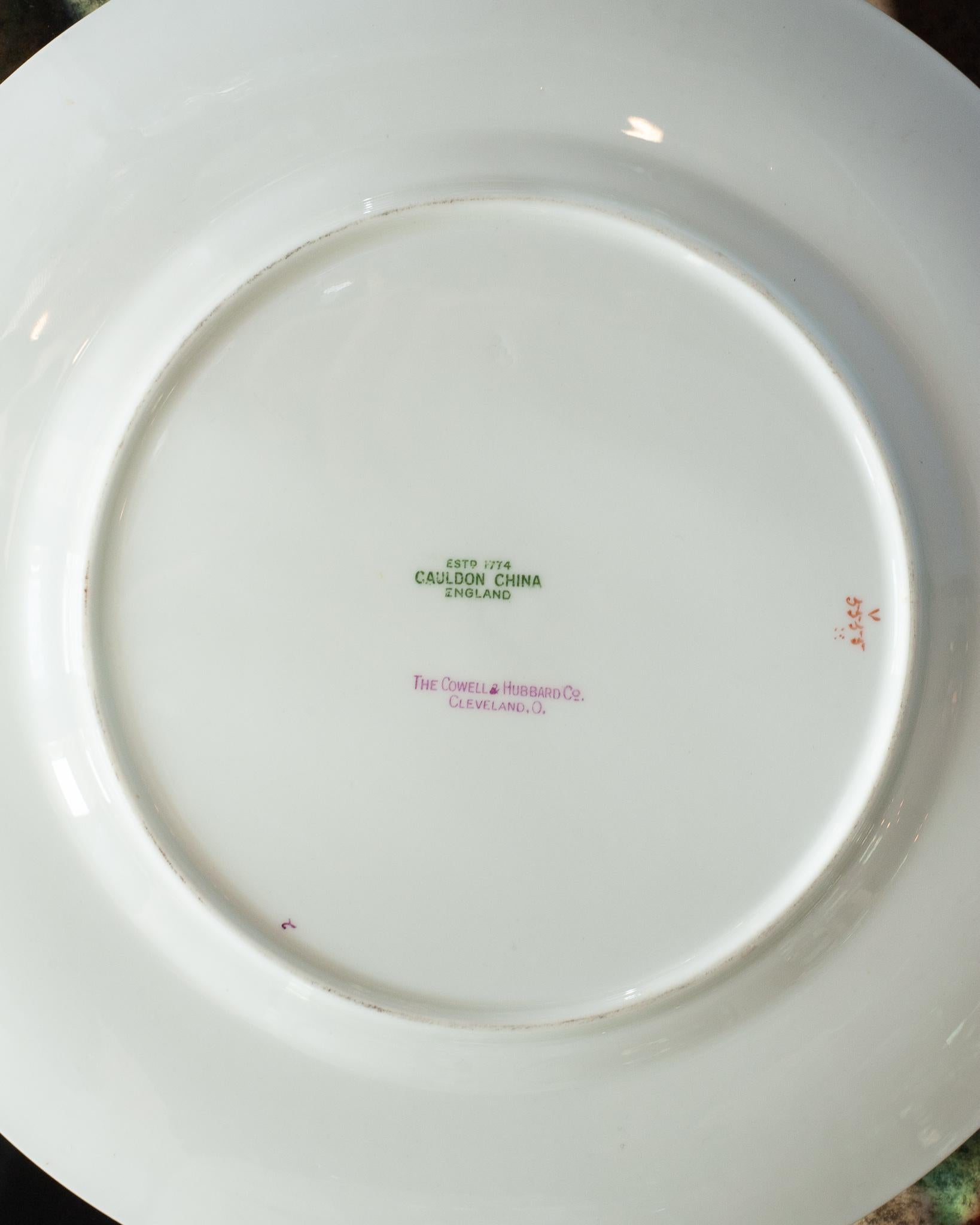 Antique Set of 12 Gold Cauldon Dinner Plates for Cowell and Hubbard Co ...