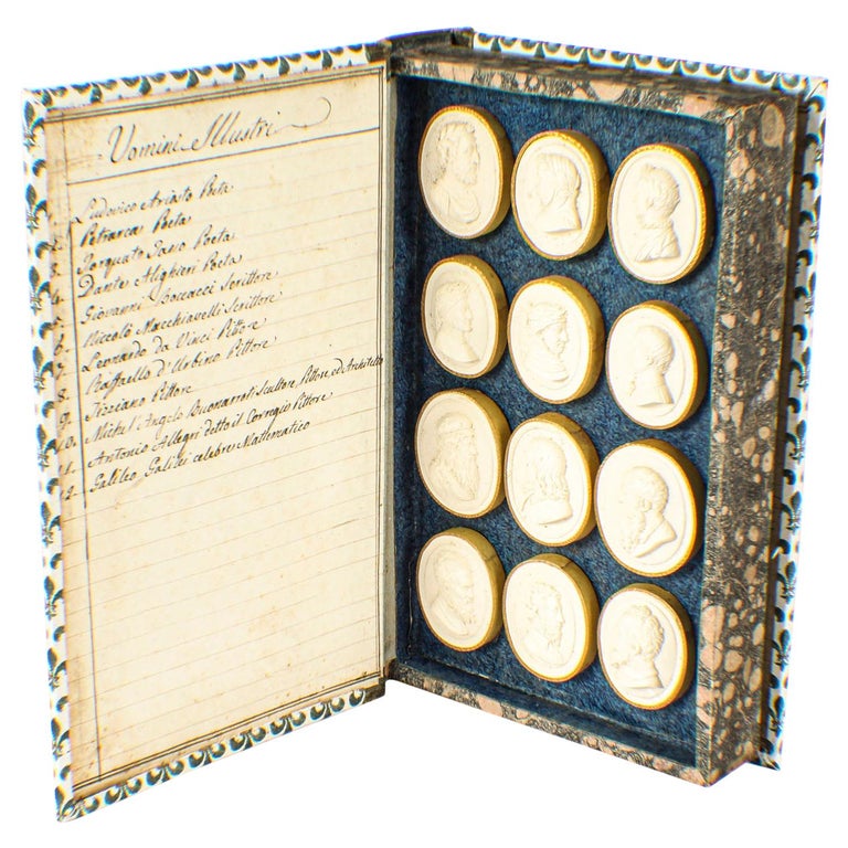 Antique Set of 24 Book Framed Plaster Grand Tour Intaglios Emperors ...