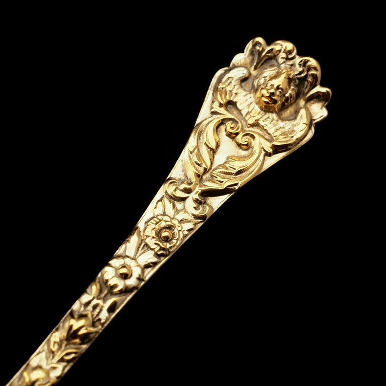 Antique Set of 4 Solid Silver Gilt Spoons Highly Embossed, Henry ...