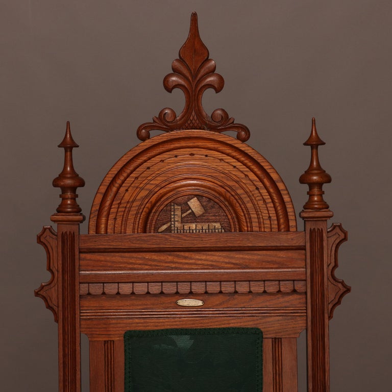 Antique Set of Eastlake Carved Oak Masonic Ceremonial Throne Chairs ...