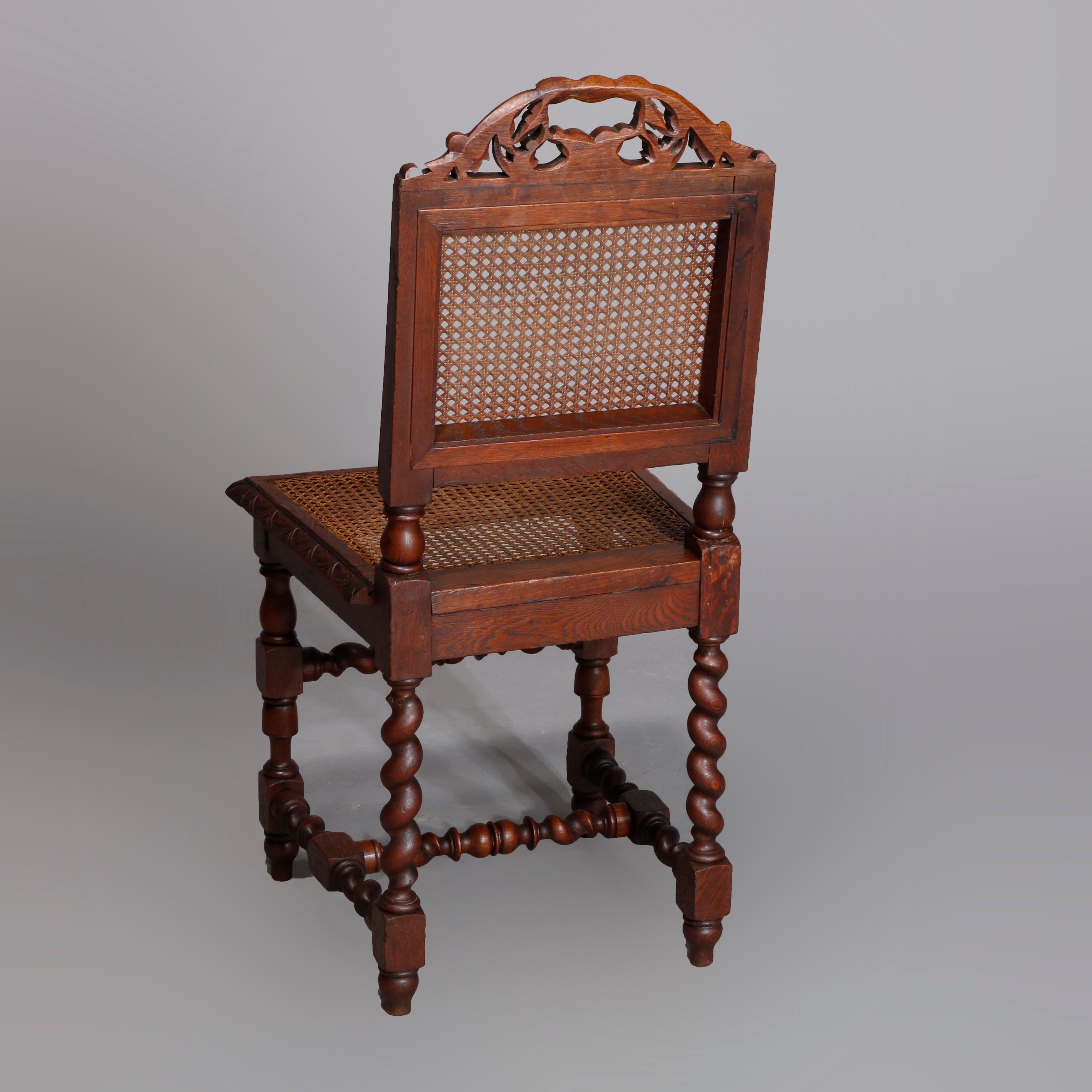 Antique Set of Four French Renaissance Carved Walnut and Cane Chairs ...