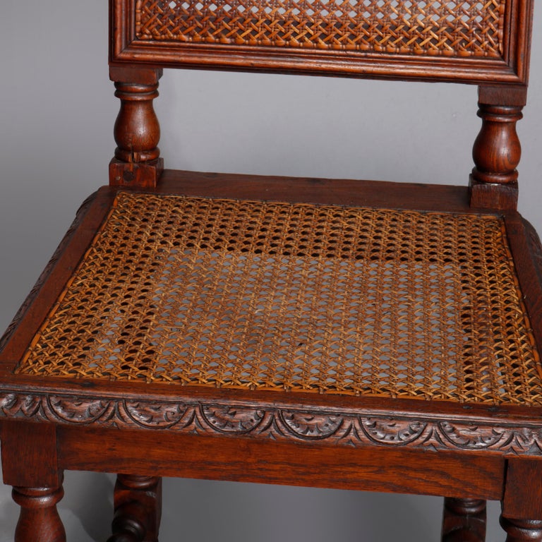 Antique Set of Four French Renaissance Carved Walnut and Cane Chairs ...