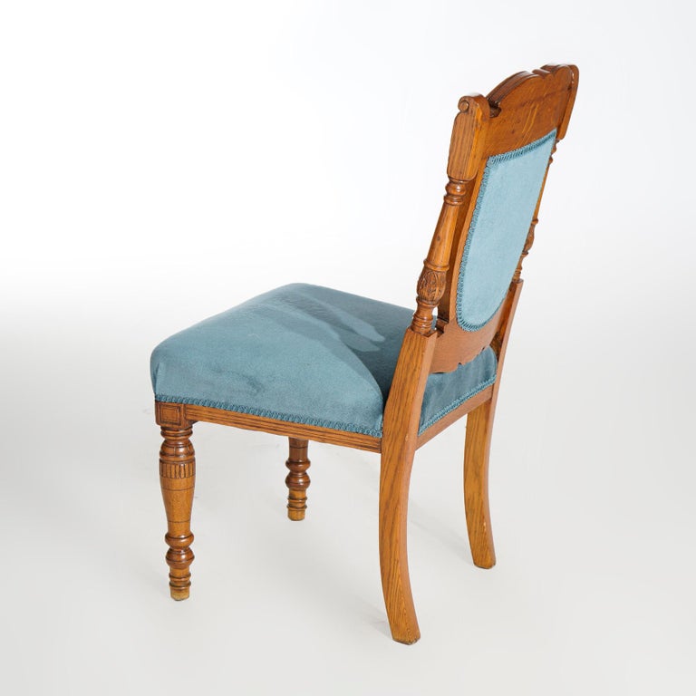 Antique Set of Four RJ Horner School Carved Oak Upholstered Side Chairs ...