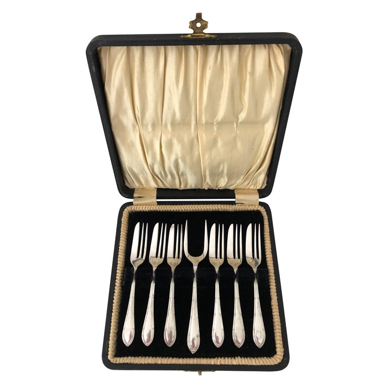Antique Set of Silver Plate Fish Forks at 1stDibs