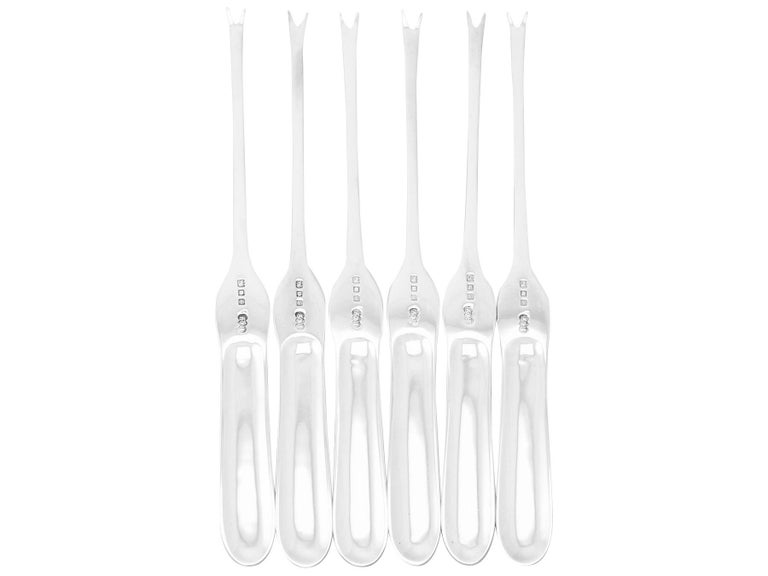 Antique Set of Six Sterling Silver Lobster Picks For Sale at 1stDibs