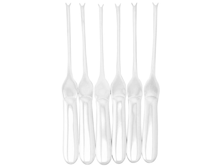 Antique Set of Six Sterling Silver Lobster Picks For Sale at 1stDibs