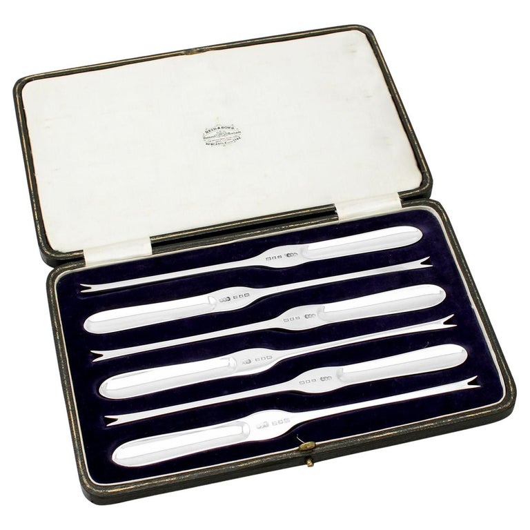 Antique Set of Six Sterling Silver Lobster Picks For Sale at 1stDibs