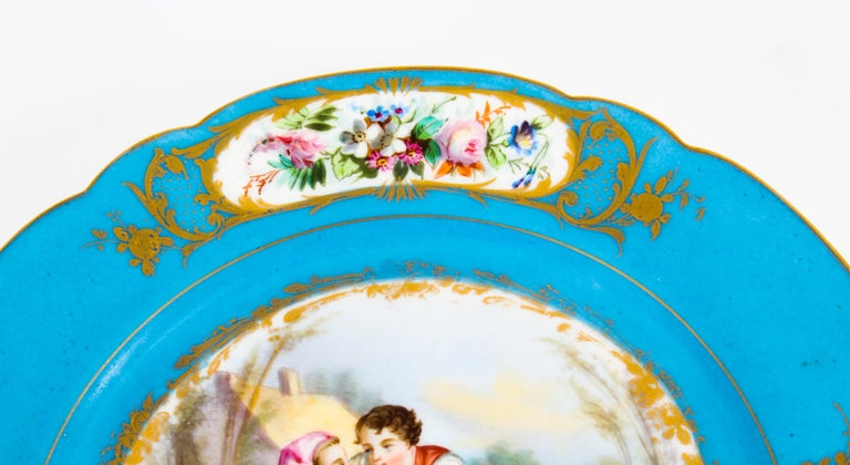Antique Sevres Blue Celeste Porcelain Plate, 19th Century For Sale at ...
