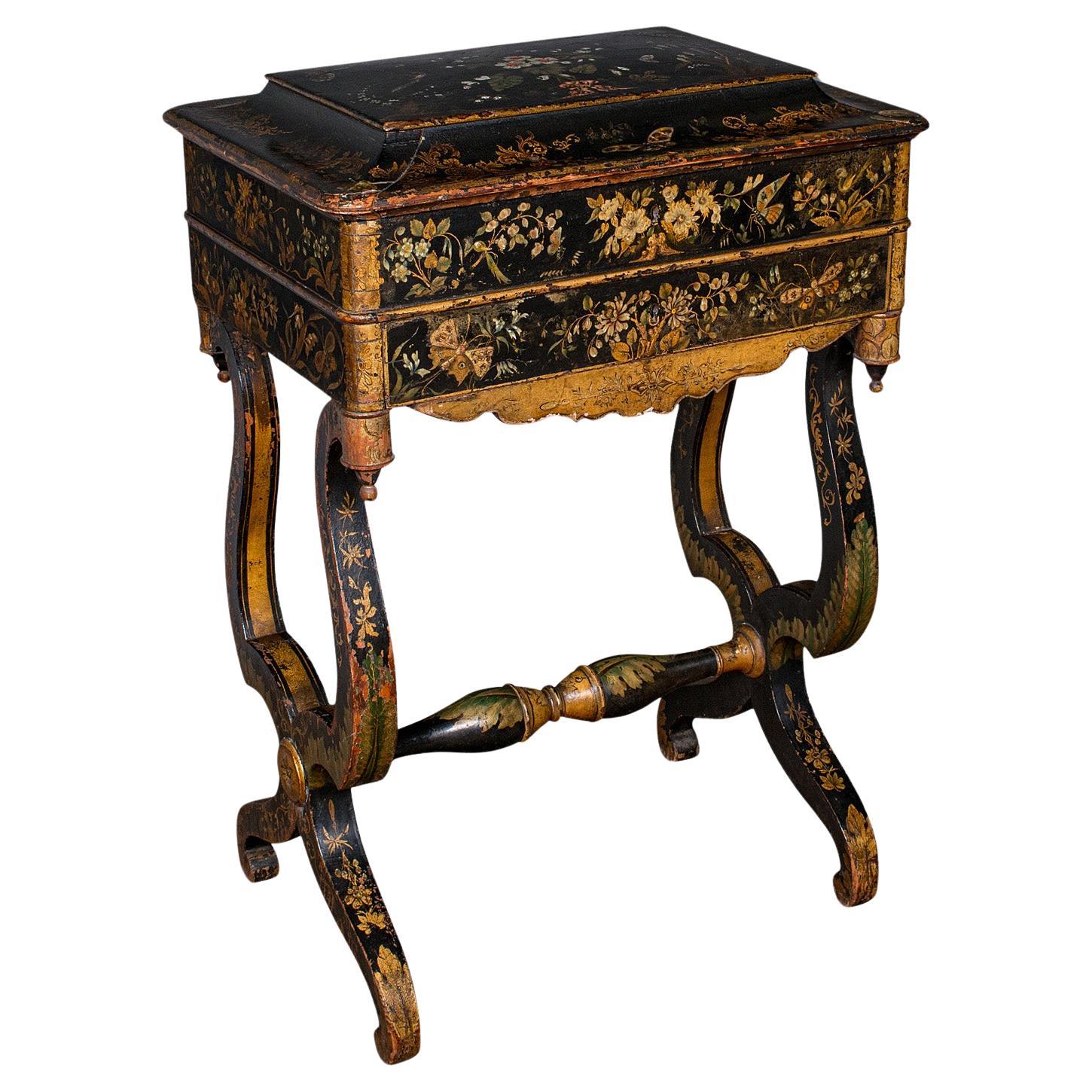 Antique Sewing Table, English, Burr Walnut, Ladies Work Box, Victorian ...