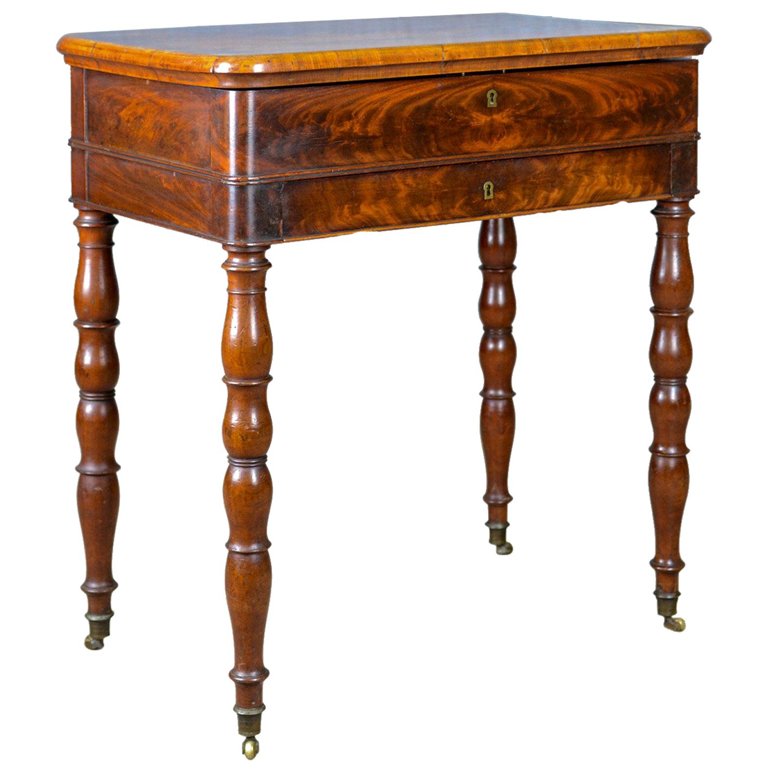 Antique Sewing Table, English, Victorian, Flame Mahogany, Side, circa ...