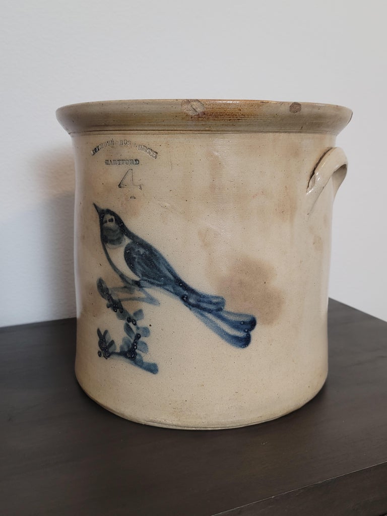 Antique Seymour Bosworth American 4 Gallon Stoneware Crock with Cobalt ...
