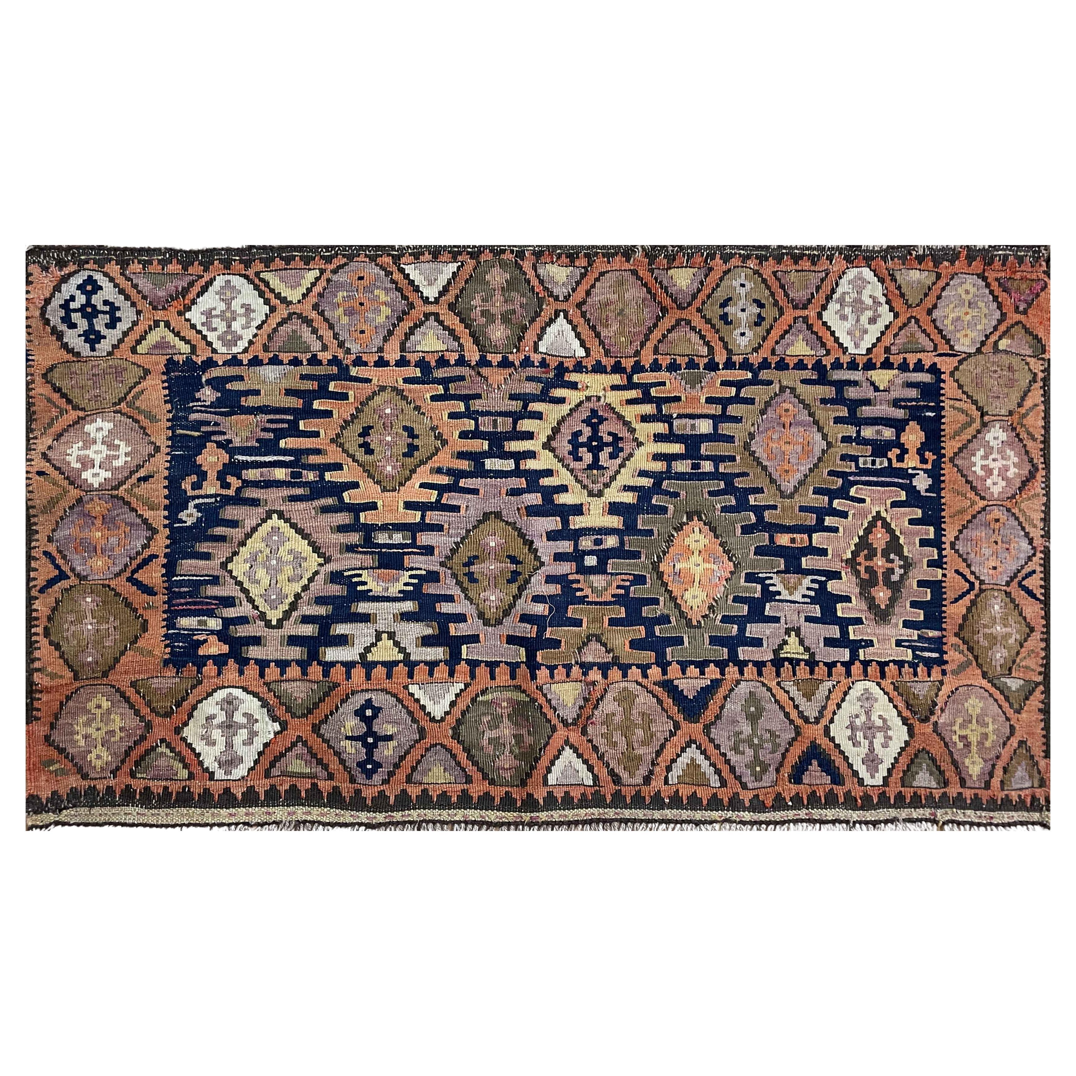 Antique Shahsavan Soumak Kilim/Rug, c-1900's For Sale at 1stDibs